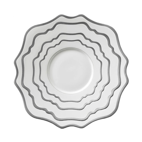 Silver Rimmed Ceramic Tableware Wedding Dessert Plate Nordic White Sun ...
